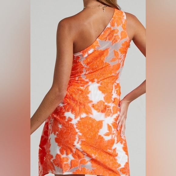 Reverse | Dresses | Reverse One Shoulder Orange Floral Side Tie Knot ...
